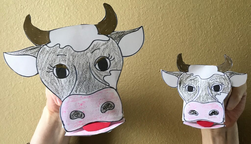 Finished Mama & Baby Cow Puppets - BCM International